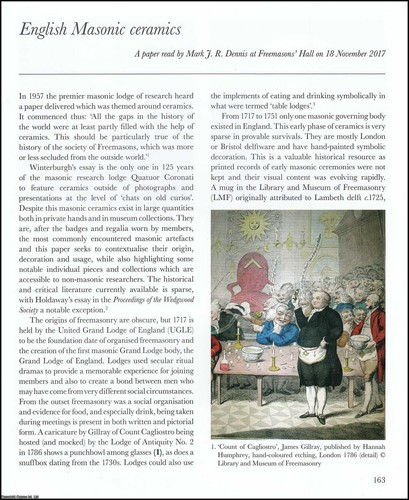 ENGLISH MASONIC CERAMICS. AN ORIGINAL ARTICLE FROM THE ENGLISH CERAMIC ...