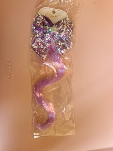 Purple hair bow with fake purple hair | eBay