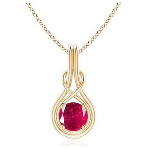1.20Ct Round Cut Natural Burmese Red Ruby Solitaire Pendant In 14KT ...