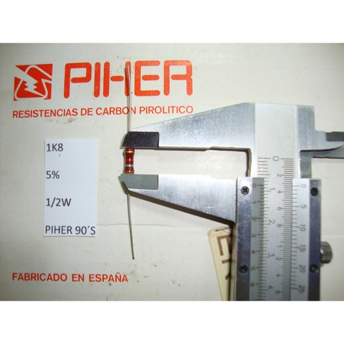 VINTAGE PIHER RESISTOR. 1/2W 1.8K 5% *1 PC* NEW ORIGINAL 1990 ́S+ C506 ...