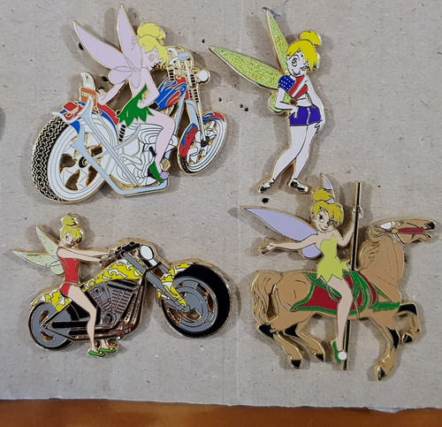 TINKER BELL FAIRY BIKER GIRL MOTORCYCLE BIKE CAROUSEL HORSE RIDE 4 PINS ...