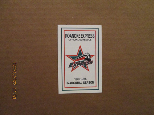 ECHL Roanoke Express Vintage Defunct 1993-94 Team Logo Pocket Schedule ...