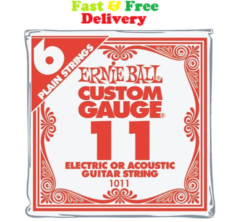 Ernie Ball Custom Gauge 11 Nickel Plain Single Guitar String 6 Pack | eBay