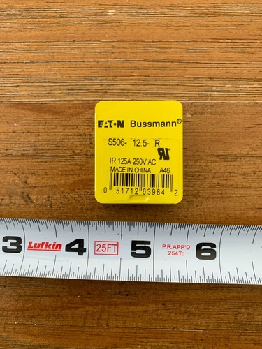 BUSSMANN S506-12.5-R Fuse 12-1/2A Glass S506 Series PK5 for sale online ...