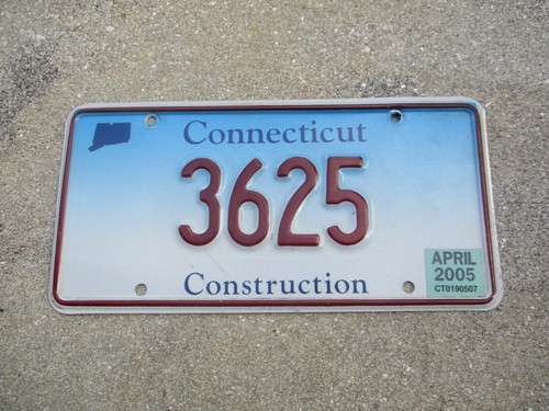 Connecticut 2005 Construction license plate # 3625 | eBay
