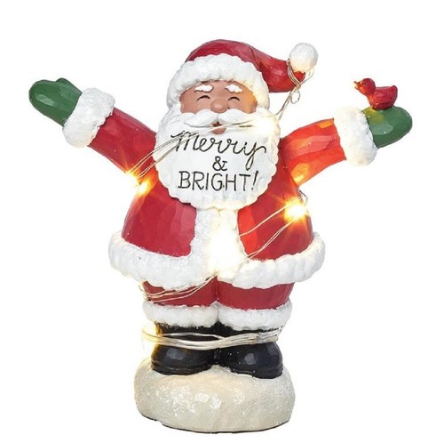 Blossom Bucket LED Lighted Merry & Bright Santa 5"H Batteries Included ...