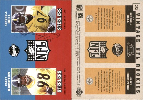 Kendrell Bell Signed 2001 Upper Deck Vintage #272 Card Pittsburgh ...