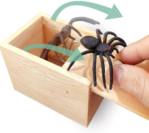 AHCAI Rubber Spider Prank Box，Handcrafted Wooden Prank Box, Spider in ...
