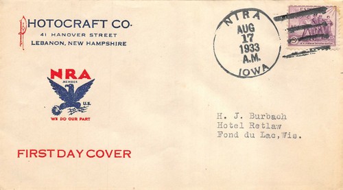 732 3c National Recovery Act, Photocraft Company unofficial Nira, IA ...
