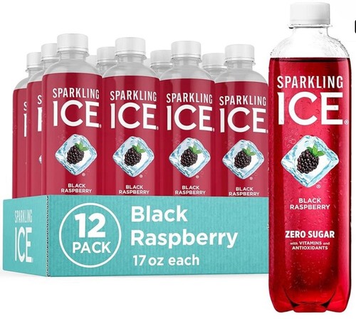 Sparkling Ice, Black Raspberry Sparkling Water, 17 fl oz Bottles (Pack ...