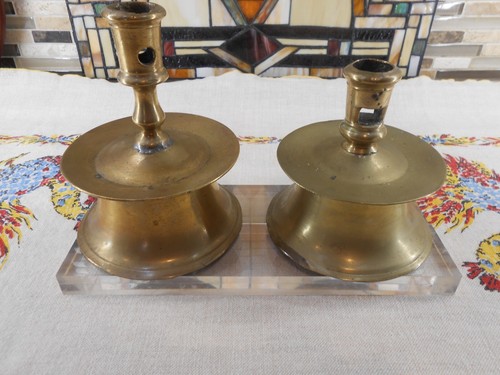 ANTIQUE 16TH / 17TH CENTURY SPANISH BRASS CAPSTAN CANDLE HOLDER ...