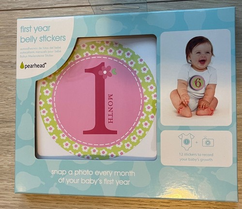 Pear Head Baby's Girl First Year Belly Milestone Stickers Months 1-12 ...