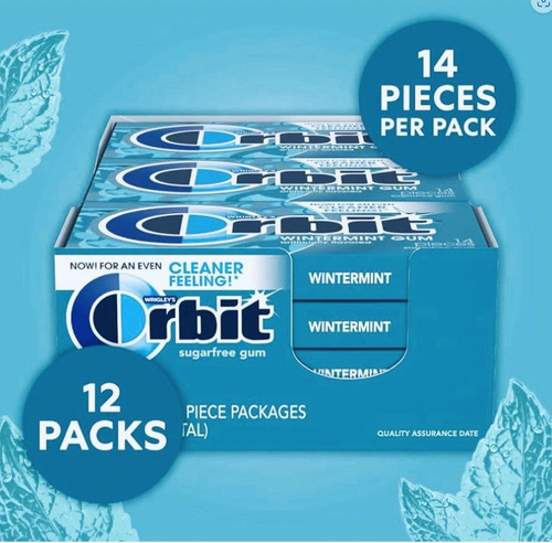 ORBIT Wintermint Sugar Free Chewing Gum, 14 Pieces, (12 Pack) | eBay