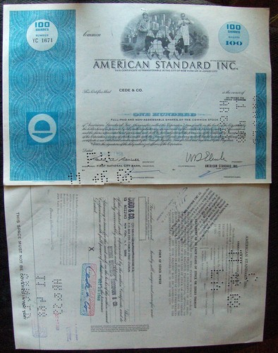 American Standard Inc. stock certificate Payee CEDE & CO 1968. | eBay