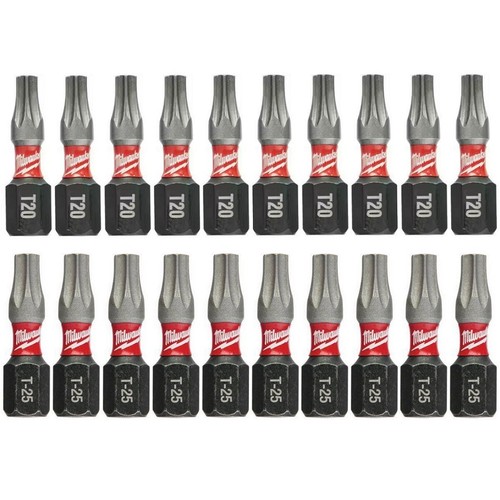 T20 T25 Torx Milwaukee Shockwave Impact Duty 20 Bit Set 1 inch Screw ...