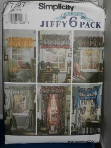 Simplicity Sewing Pattern 7727 Jiffy 6 Pack Window Treatments Curtains ...
