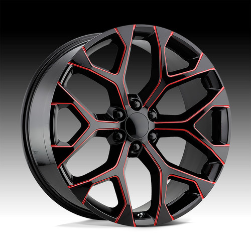 PERFORMANCE REPLICAS PR177 22X9 6X139.7 ET24 Gloss Black Red Milled ...