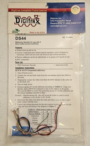 Digitrax DS44 Stationary Decoder For Use With 4 Slow Motion Turnout ...