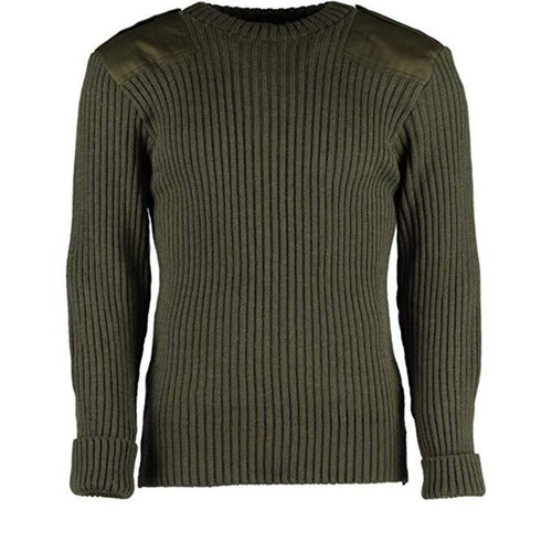 British Commando Sweater Woolly Pully CREW Neck with EPAULETS - Various ...