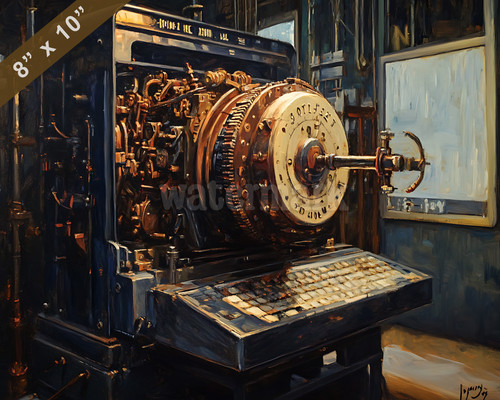 Historical stock ticker machine oil painting 8x10 Print | eBay
