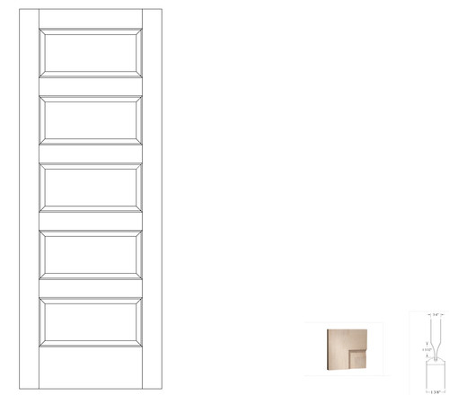 Maple 5 Equal Horizontal Raised Panel Stain Grade Solid Core Interior ...