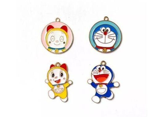 50pcs cartoon Doraemon Metal Charm Pendant DIY Necklace Jewelry Making ...