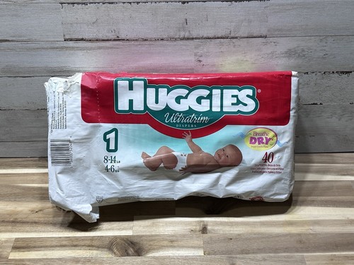 Vintage 90s Open Huggies Ultratrim 40ct Size 1 Diapers Pack Boys Girls ...