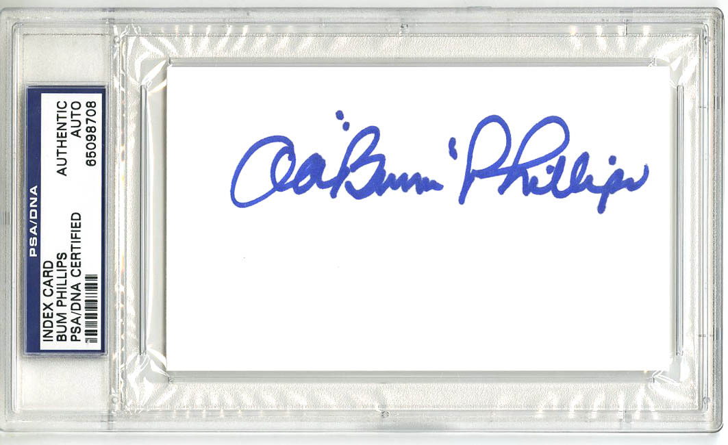 Bum Phillips Autographed Signed 3X5 Index Card +Full Name Houston ...