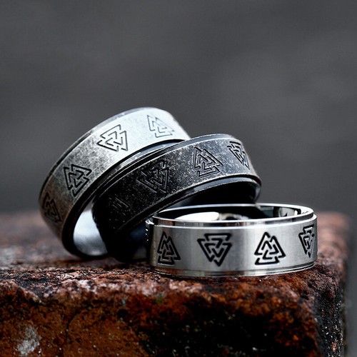 Vintage Viking Valknut Wedding Band Men Women Stainless Steel Retro ...
