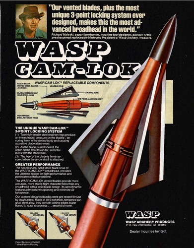 VINTAGE 1982 WASP CAM-LOCK ARCHERY BROADHEADS BOW HUNTING PRINT AD | eBay