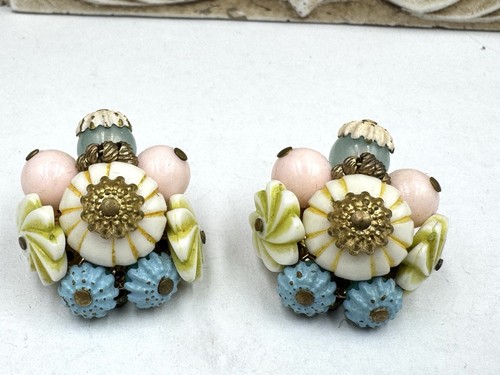 UNIQUE VINTAGE BRASS ALICE CAVINESS SIGNED CANDY RHINESTONE EARRINGS ...