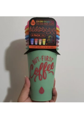 TAL Color Changing Hot Cups Reusable, Set of 4 w/ Lids, 16 oz Grande ...