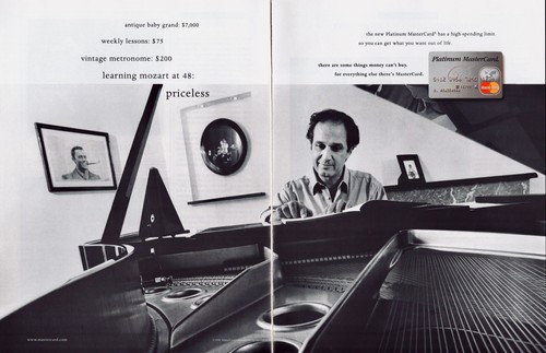 Platinum MasterCard ~ Antique Baby Grand Piano ~ 2-Page VINTAGE PRINT ...