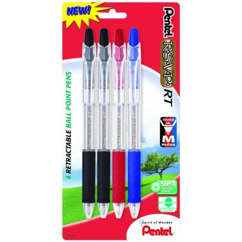 Pentel R.S.V.P. RT New Retractable Ballpoint Pen, Medium Line, Assorted ...