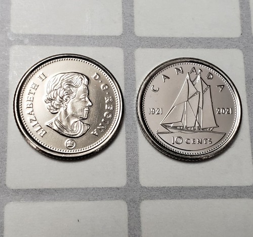 ONE(1) X BU UNC 2021 CANADA 10 CENTS DIME QUEEN ELIZABETH II BOAT COIN ...