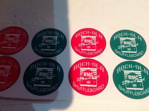 ROCK-OLA or NATIONAL SHUFFLEBOARD PUCK PLASTICS FOR TOP OF PUCKS 4 red ...