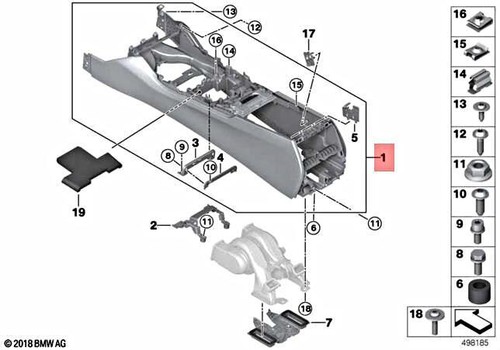 Center Console Armrest Cognac Heated 51166843412 BMW 750i 740 G11 G12 ...