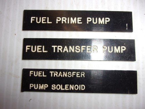 Boat Tag Name Plate,FUEL TRANSFER/PUMP SOLENOID/FUEL PRIME PUMP , 3" X ...
