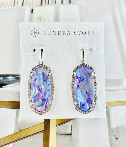 New Kendra Scott Elle Lilac Abalone Silver tone Earrings | eBay
