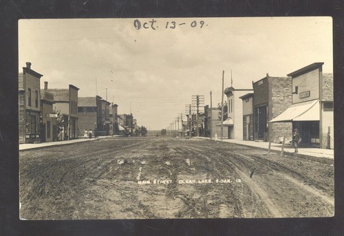 RPPC CLEAR LAKE SOUTH DAKOTA DOWNTOWN STREET SCENE REAL PHOTO POSTCARD ...