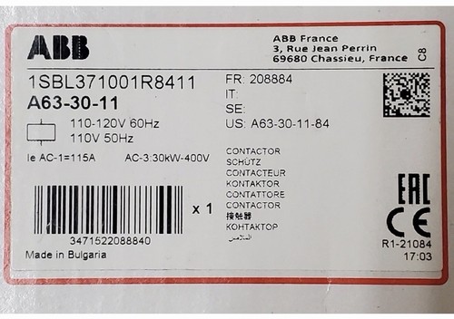 ABB 1SBL371001R8411, MAGNETIC CONTACTOR, A63-30-11. | eBay