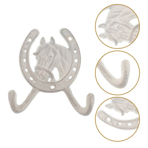 Cast Iron Horseshoe Double Hook - Vintage Wall Mounted Rustic Cowboy ...