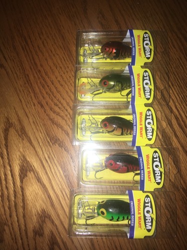 STORM WIGGLE WARTY OPRIGINAL SERIES=LOT of 5 DIFFERENT COLORED FISHING ...