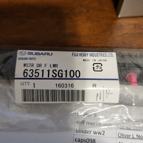 Genuine Subaru Weather Strip Front Door 63511SG100 OEM | eBay