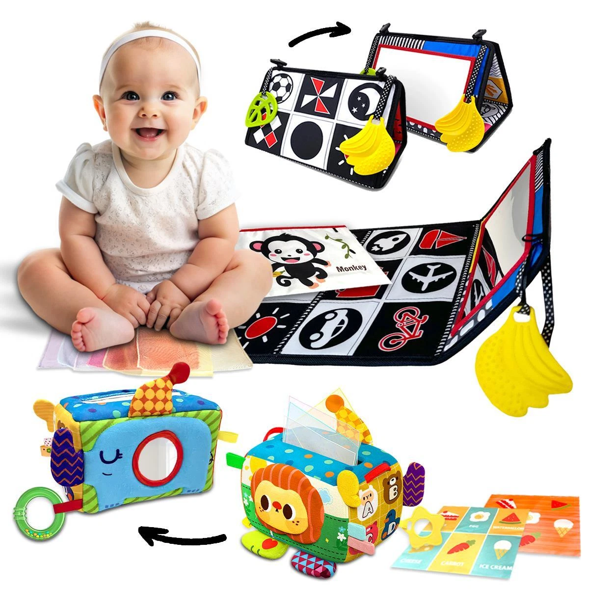 Montessori Baby Mirrors Foldable Baby Mirror Toy For Tummy Time ...