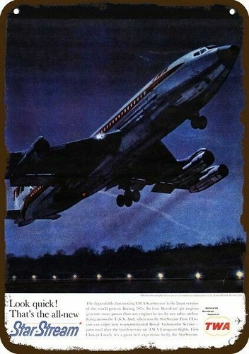 1962 TWA AIRLINES Star-Stream Boeing 707 Jet DECORATIVE REPLICA METAL ...