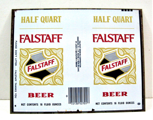 Vintage Falstaff Beer 16 oz Unrolled Flat Beer Can Sheet Sign Falstaff ...