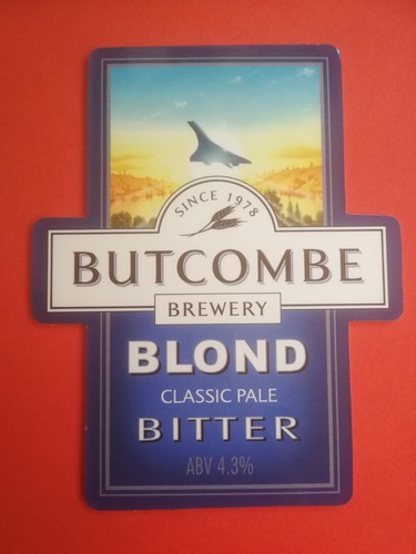 BUTCOMBE brewery BLOND real ale beer pump clip badge front plane ...