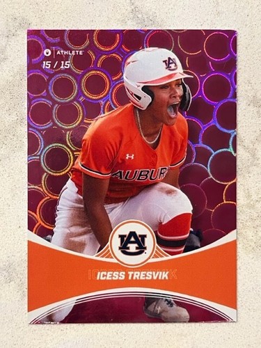 ICESS TRESVIK 2025 Onit Auburn Tigers Softball Pink Parallel #'d 15/15 ...