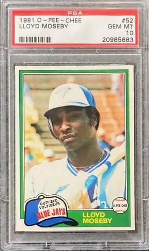 1981 O-Pee-Chee OPC #52 Lloyd Moseby Toronto Blue Jays PSA 10 RC POP 1 ...